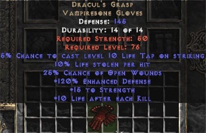 Dracul's Grasp – 10% ll & 15 Str - East Ladder - D2RPG.com